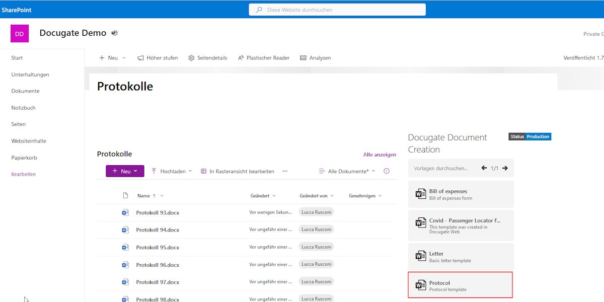 Jetzt das Docugate SharePoint Add-in aktivieren